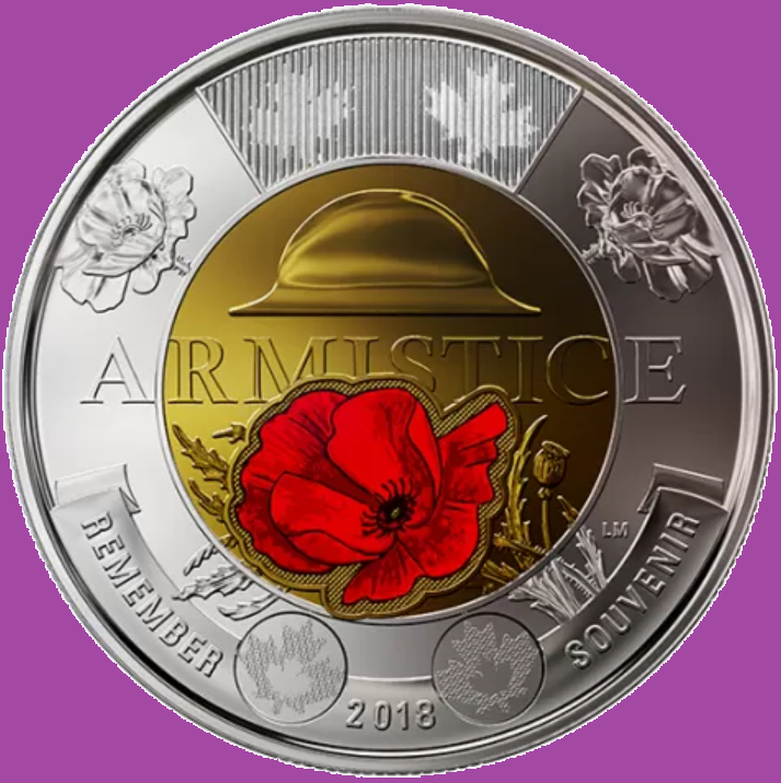 2018 & 2025 Canada Honoring Soldier Poppy Toonie Two Dollar Coins Mint ...