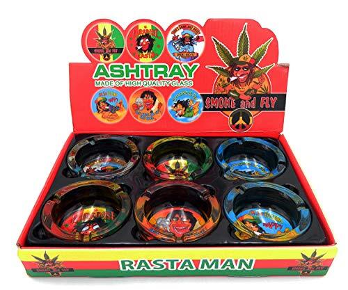 Marijuana Leaf Glass Ashtray Set of 6 - Weed Cannabis 420 Party Gag ...