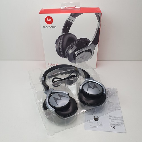 motorola pulse max on-ear stereo headphone headset + mic wired black ...