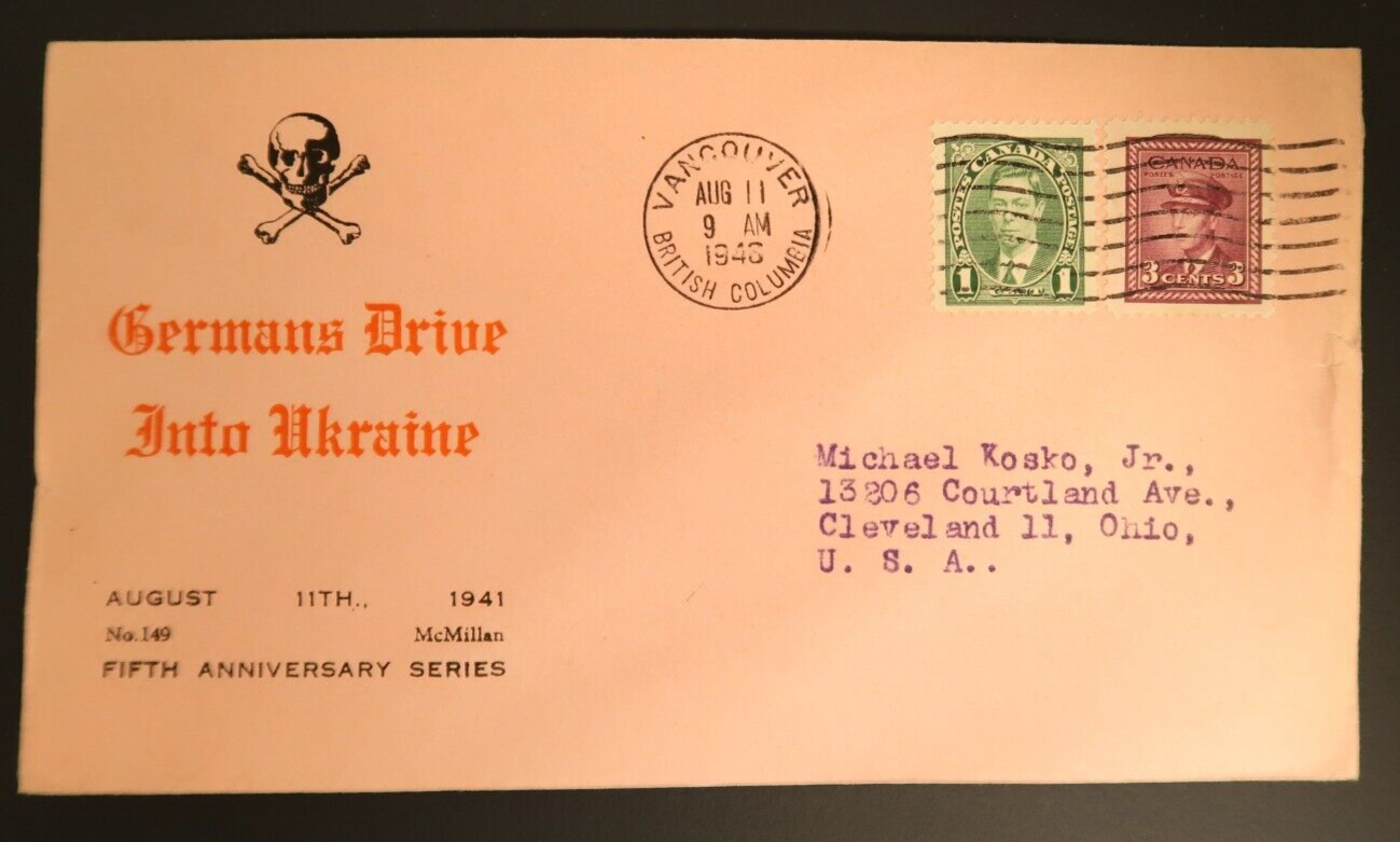 Germans Drive Into Ukraine Light Pink World War II WW2 Envelope ...