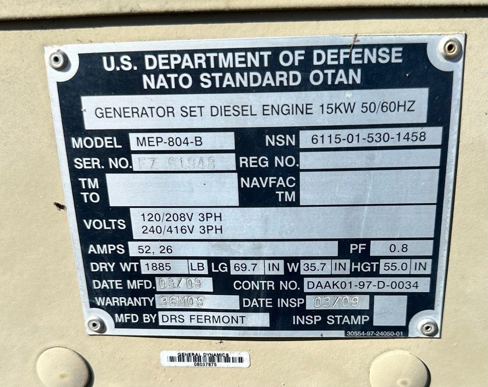 15KW MEP-804B DIESEL YANMAR ENGINE A MARINE ENGINE - - BETTER THAN 804A ...