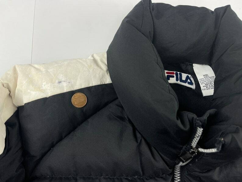FILA jacket, black down vintage puffer jacket, 90s hip hop FILA jacket, black down vintage puffer jacket, 90s hip hop