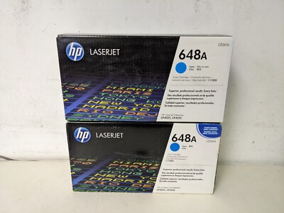Lot of 2 HP LaserJet 648A Cyan CE261A Toner Cartridge Genuine Sealed ...