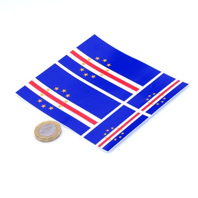 Cape Verde Flag Stickers x4 3" & 2" Car Vinyl Racing Window Decals ...