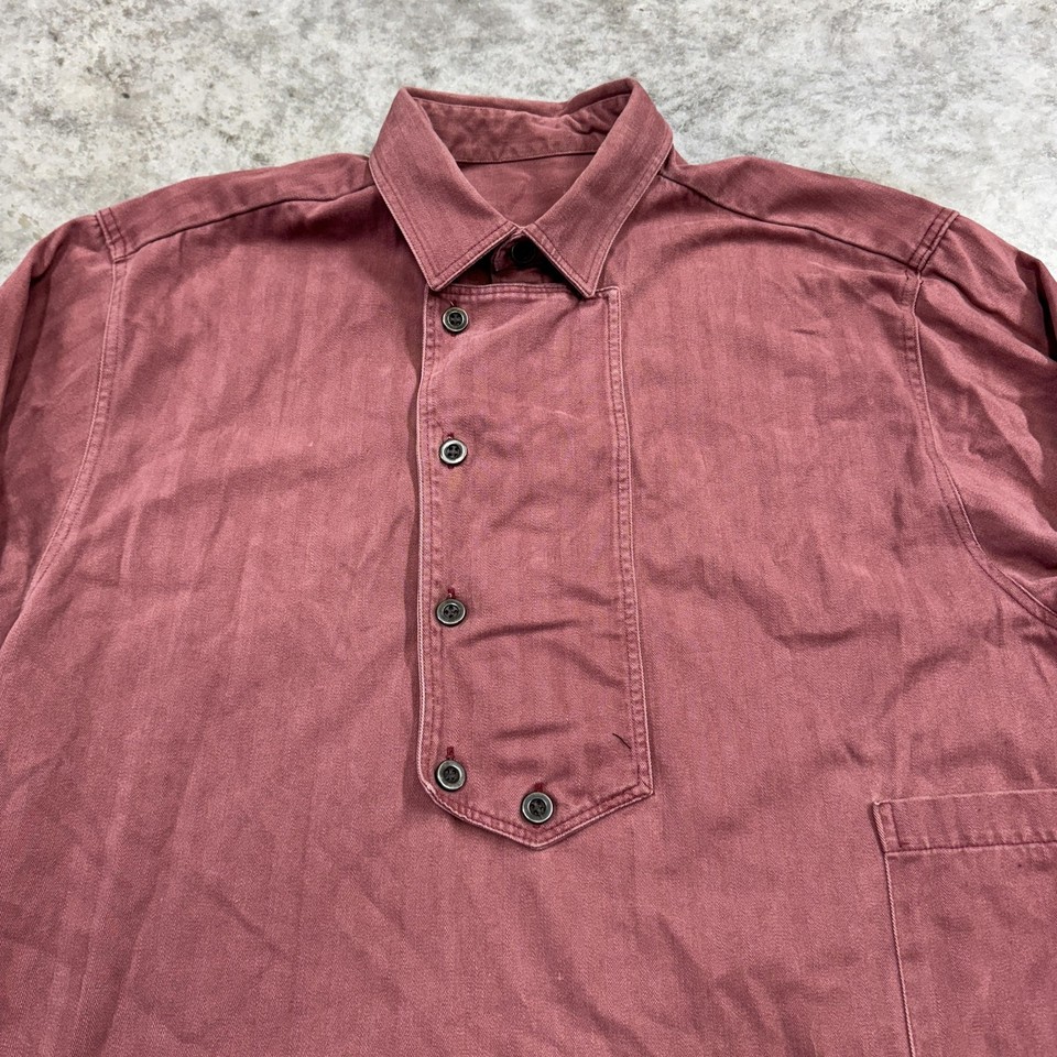 Vintage Wah Maker shirt mens Large Popover bib pullover western twill ...