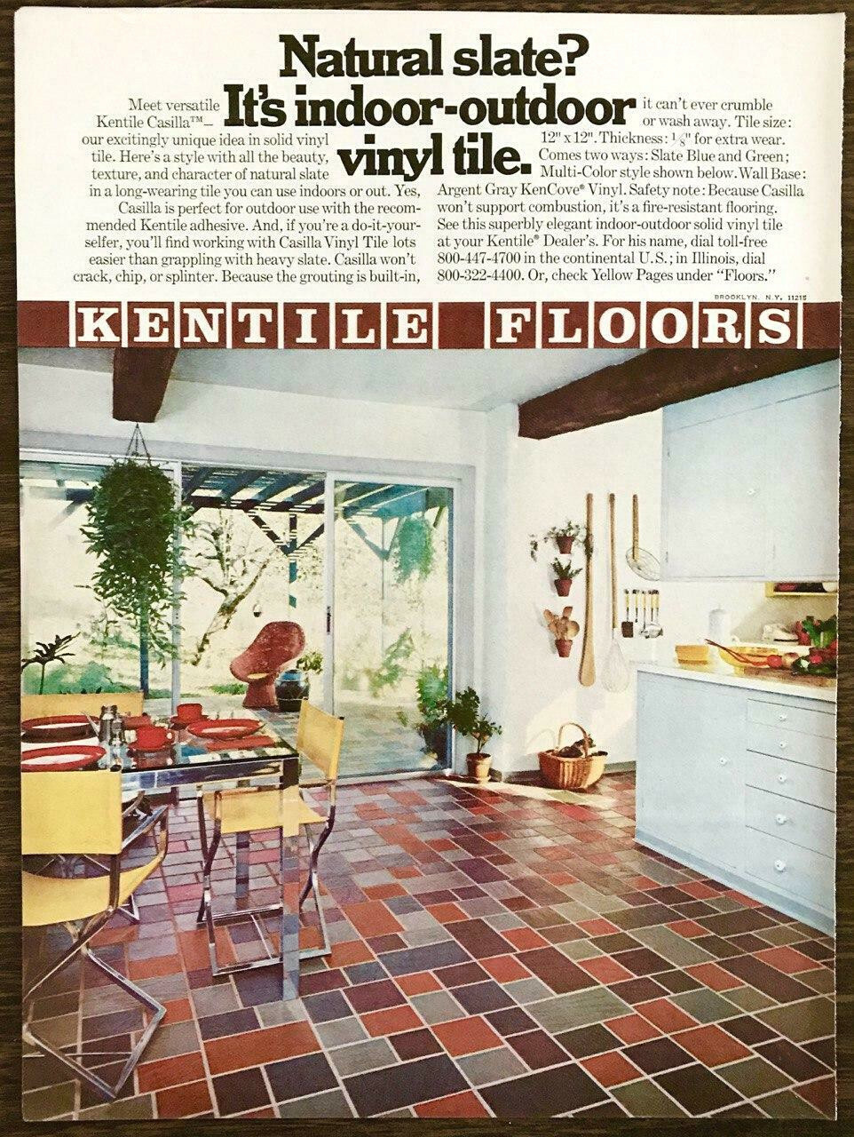 1973 Kentile Casilla Floors PRINT AD Natural Slate? Indoor Outdoor ...