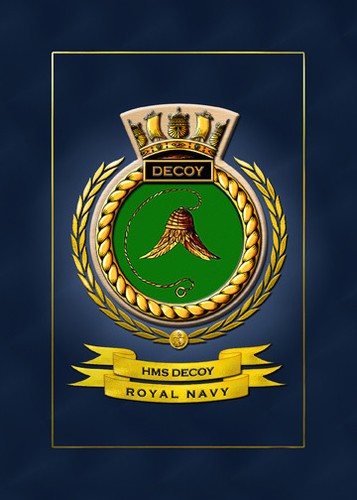 HMS DECOY FRAMED SHIPS BADGE / CREST - HUNDREDS OF HM SHIPS IN STOCK ...