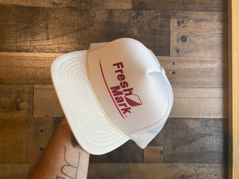 Fresh Mark Snapback Hat VTG Foam Front Rope Cap White Red Trucker Adult ...