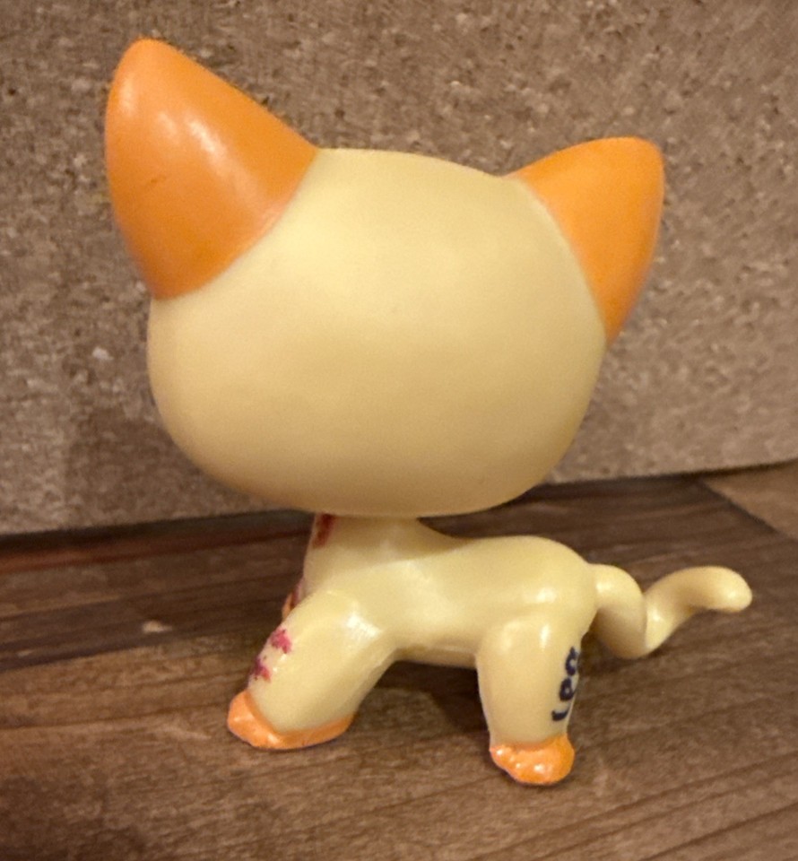 Hasbro 2006 LPS Littlest Pet Shop Shorthair Cat Yellow Pink Glitter ...