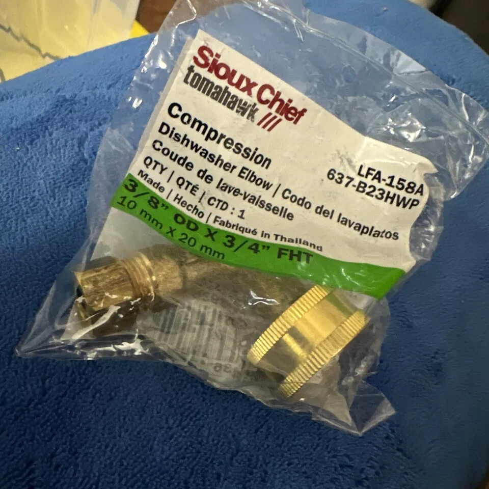 Sioux Chief Tomahawk Dishwasher Elbow Brass Compression Fitting / free ...
