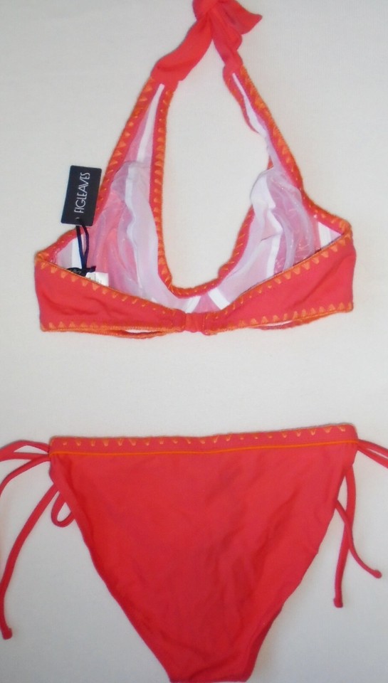 Figleaves Rene Bikini Set u/w halter 32D & side tie briefs size 8 New ...