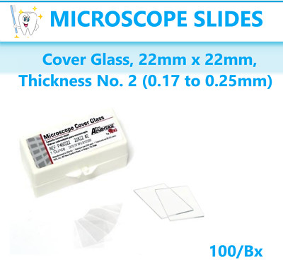 MICROSCOPE SLIDES Cover Glass, 22mm x 22mm, Thickness No. 2 (0.17-0 ...
