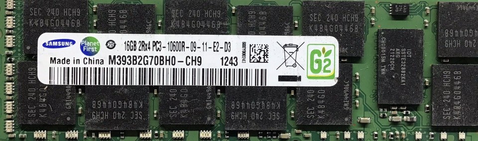 8x Samsung M393B2G70BH0-YH9 16GB 2Rx4 PC3L-10600R-09-11-E2-D3 Server ...