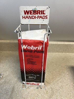 USED WEBRIL WALL RACK with 100 NEW 4 x 4 Pure Cotton HANDI PADS - RARE ...