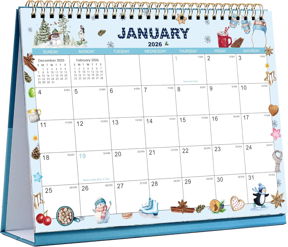 2026 Desk Calendar - Standing Flip Desktop Calendar 2026 from Jan 2026 ...