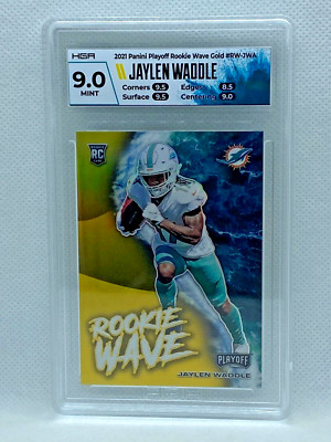 Jaylen Waddle 2021 Playoff Rookie Wave Gold Rookie RC Card #RW-JWA /10 ...