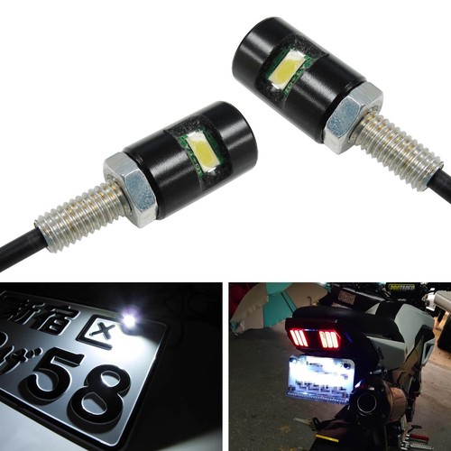 12V White 5730-SMD Bolt-On LED License Plate Lights For Motorcycle Bike ...