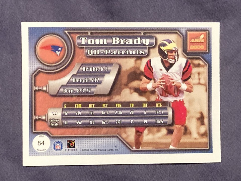 2000 Pacific Aurora #84 Tom Brady Rookie Card New England Patriots RC ...