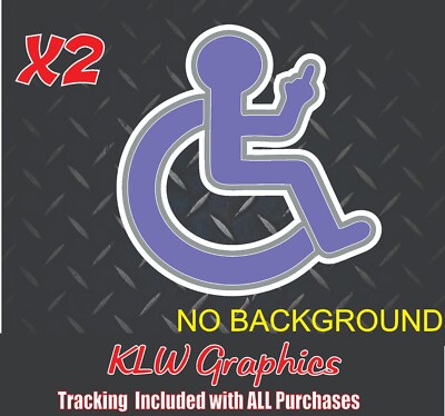 Wheel Chair Handicap Decal Sticker Funny Middle Finger Car Diesel Truck ...
