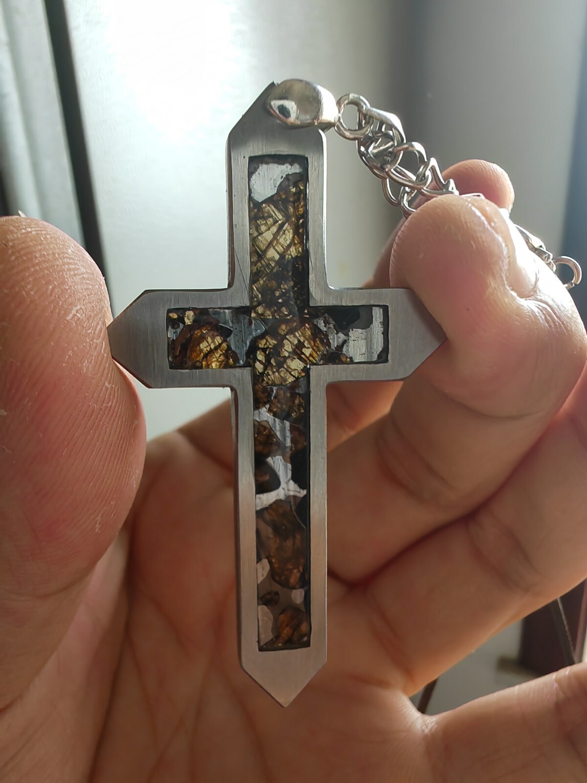 Sericho PALLASITE Meteorite Pendant CROSS Meteorite Necklace Jewelry ...