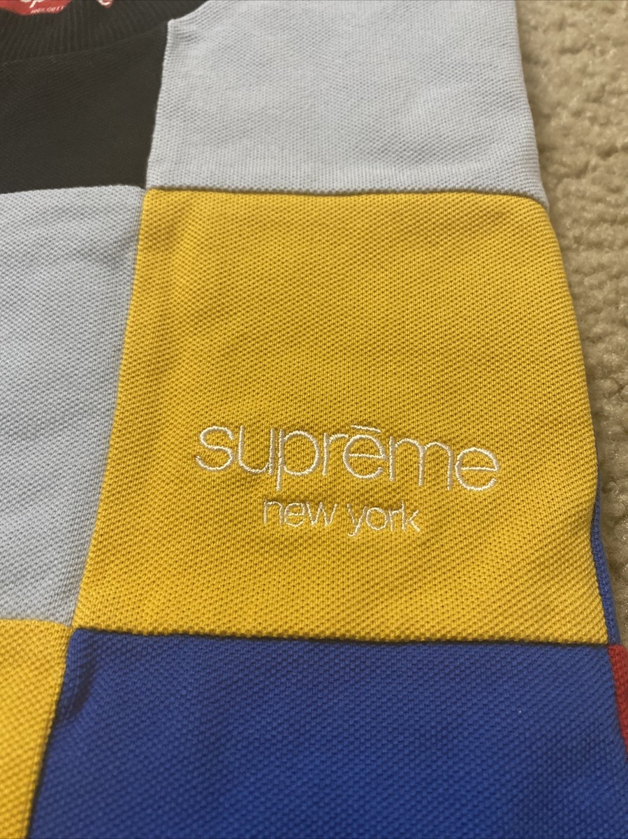 Brand New Supreme Patchwork Pique Tee - Red Yellow Blue Brand New Supreme Patchwork Pique Tee - Red Yellow Blue