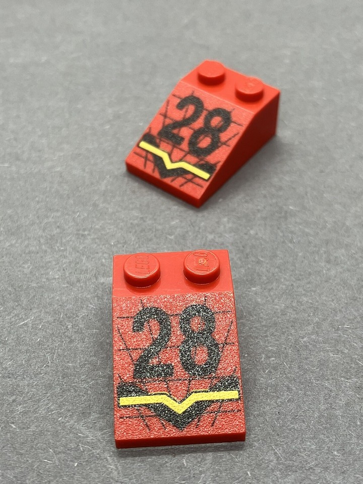 Lego 3298 Slope 3x2 w/ Black 28 And Black/Yellow Stripes Print - (1pc ...