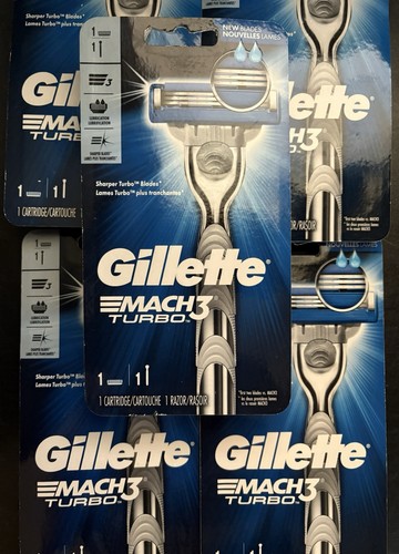 Lot of 5 Gillette Mach 3 TURBO Razor Handles + Mach 3 Cartridge All 5 ...