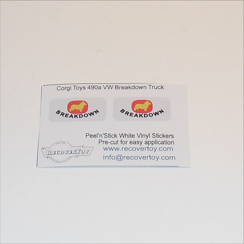 Corgi Toys 490b Volkswagen VW Breakdown Recovery Tow Truck Stickers | eBay