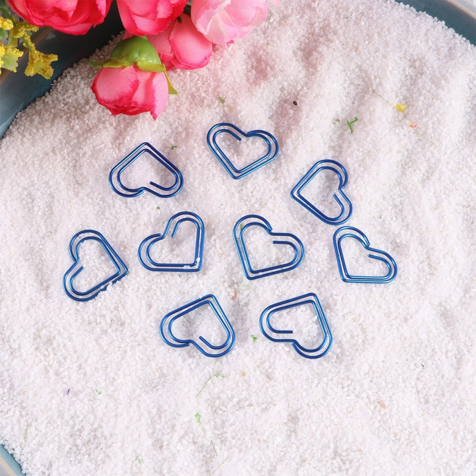 100pcs Love Heart Shaped Paper Clips Nonskid School Clips Bookmark ...