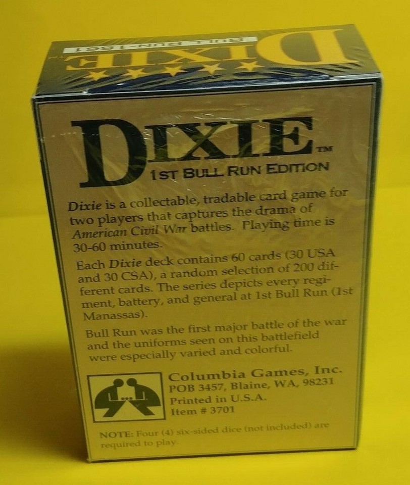 Dixie Bull Run 1861 Civil War Factory Sealed Mint Card Deck | eBay