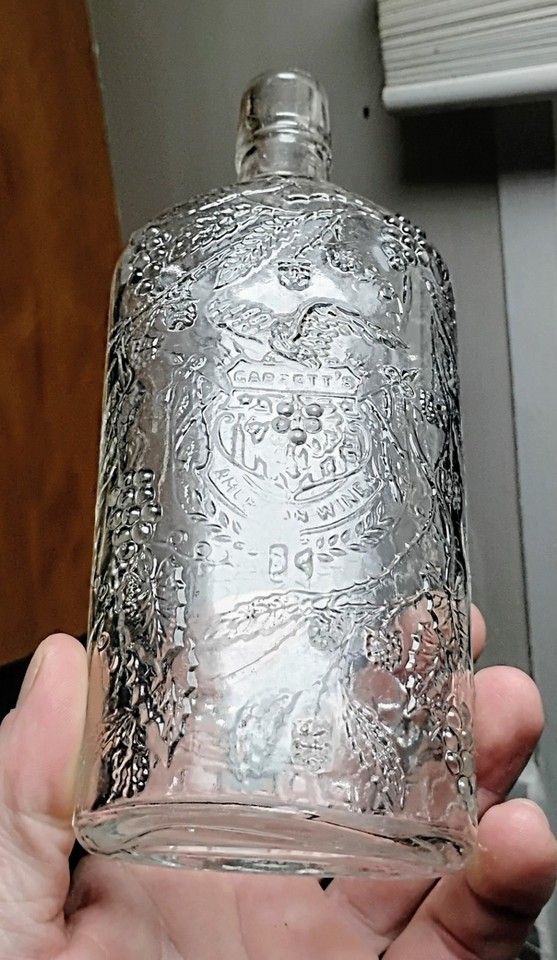 Garret's Art Deco Style Wine Bottle Flask Cork Top Boldly Embossed ...