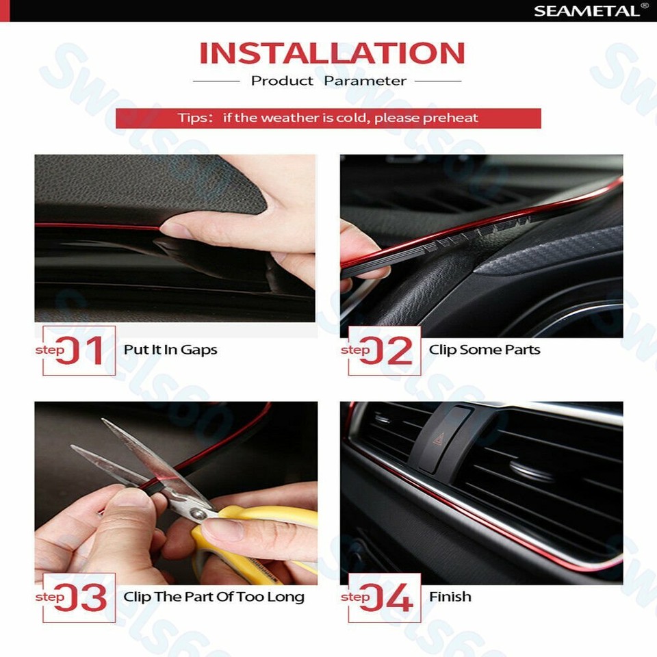 5M Car Interior Edge Gap Line Moulding Trim Molding Strip Auto Decor ...