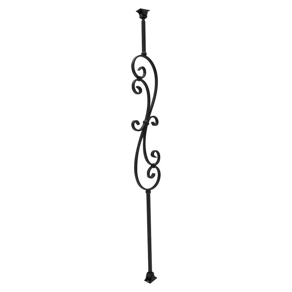 5Pcs Iron Stair Baluster - S Scroll Stair Spindles - Black Hollow ...