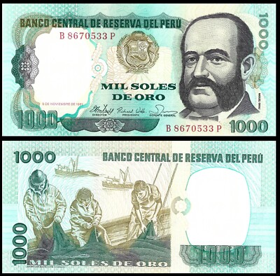 PERU 1000 SOLES DE ORO 1981 P 122 UNC | eBay