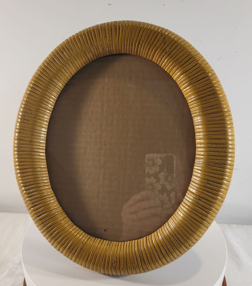Vintage Oval Rattan Wicker Picture Frame • Boho Wall/Table Decor | eBay
