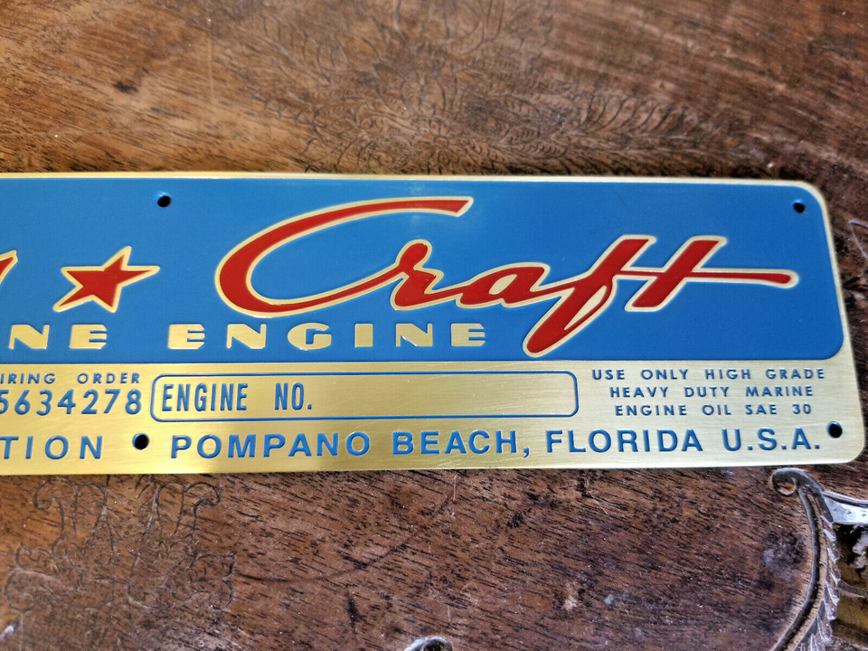 Chris-Craft Boat Marine Engine acid Etched Brass Data Plate Set | eBay