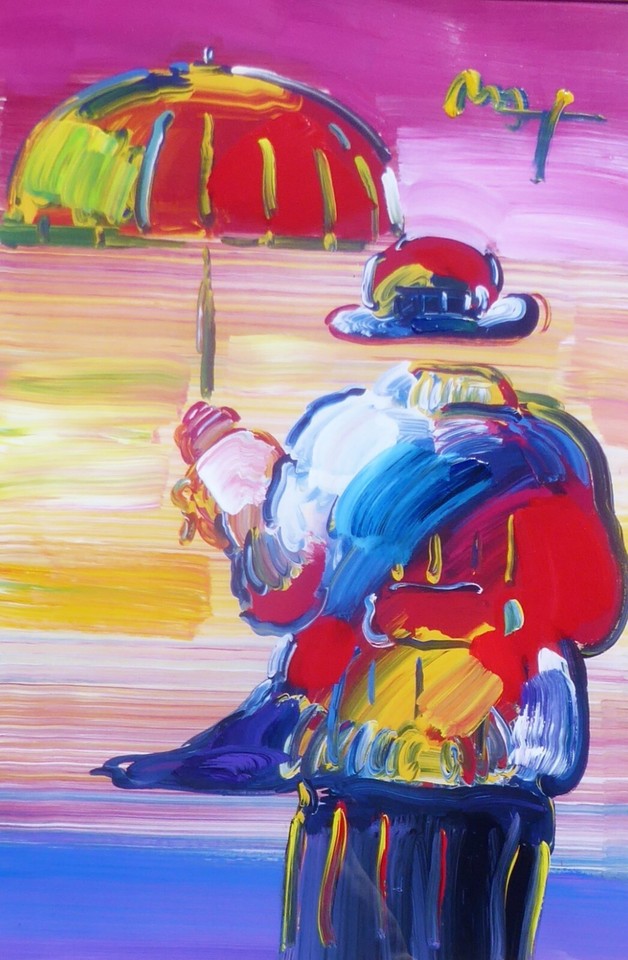 PETER MAX UMBRELLA MAN Unique Original Painting Hand signed framed ...