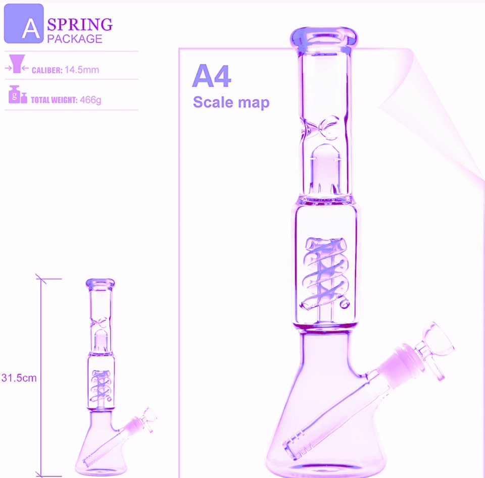 13" Pink Glass Heavy Bong Hookah Water Pipe Heavy Beaker with Custom ...