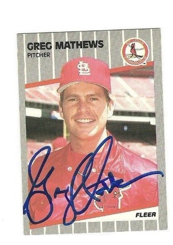 Greg Mathews 1989 Fleer autographed auto signed card Cardinals | eBay