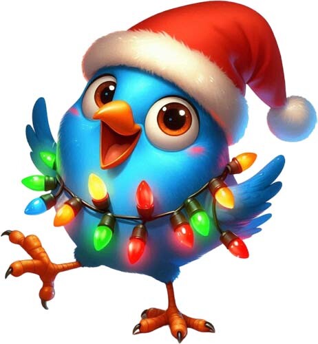 Colourful Funny Christmas Bird Wall Art Bedroom Laptop Decor Vinyl ...