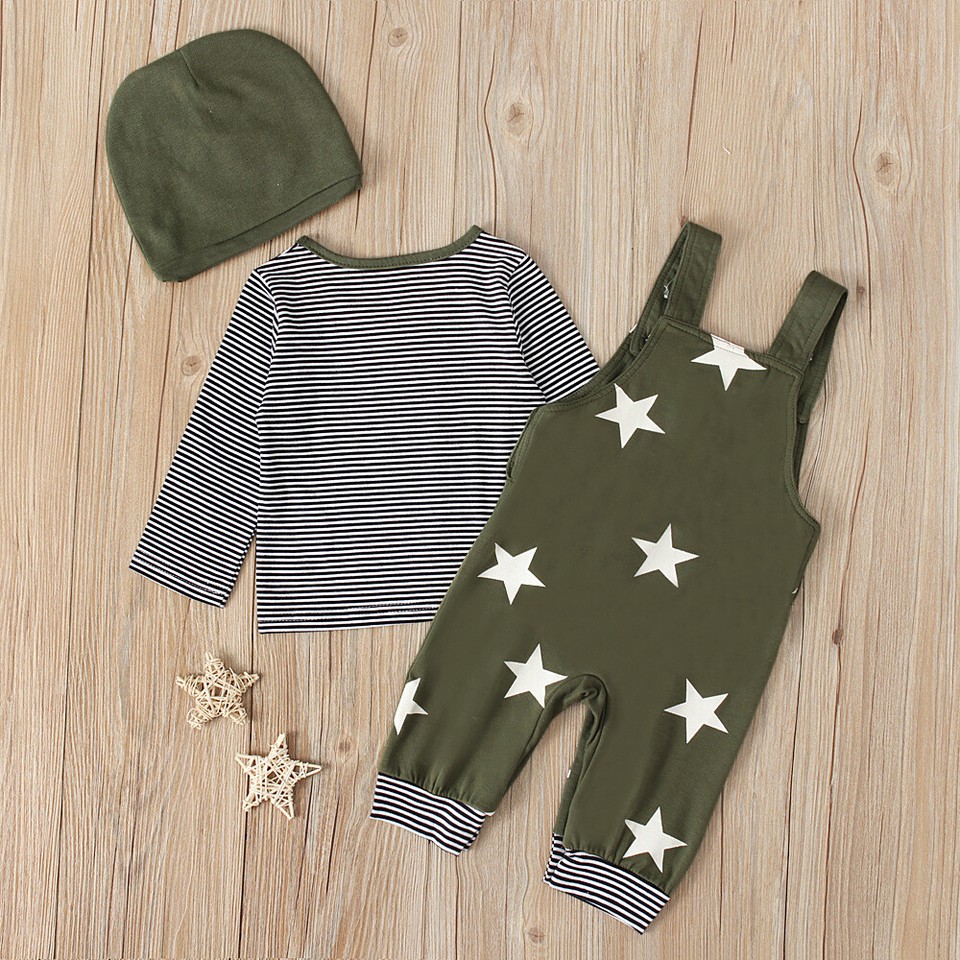 Baby Infant Kids Baby Boys Star Clothes T-shirt Tops Strap Pants ...