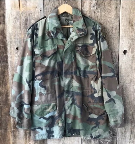 VTG Distressed Military Issued Woodland Camo Army Infantry Jacket ...