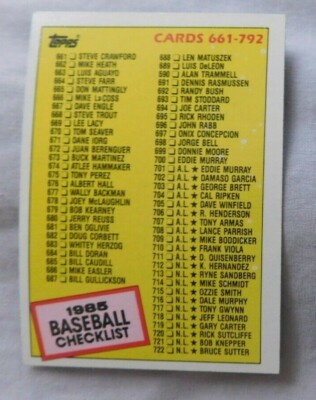 1985 Topps #784 Checklist 661-792 nm-mt | eBay