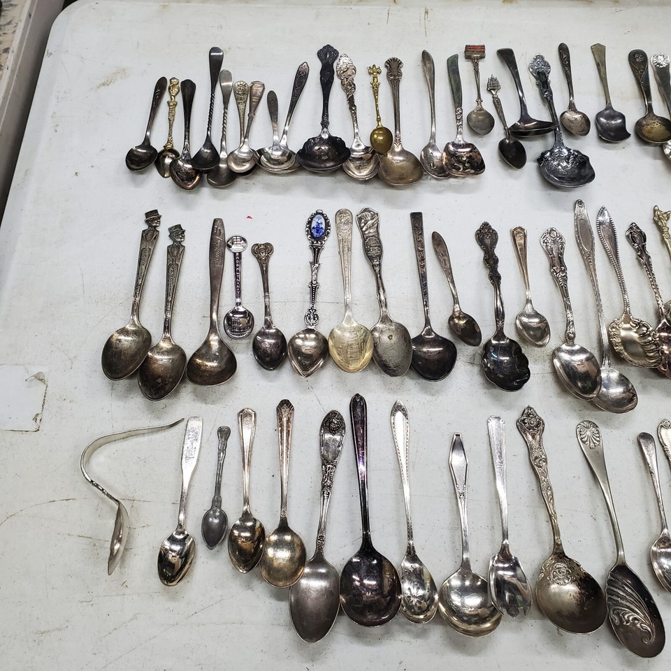 Silverplate Flatware Lot of 430 MIXED FANCY SPOONS Craft Use LOT#29 | eBay