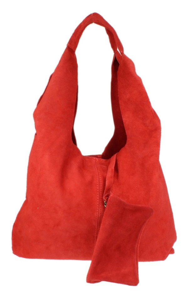Genuine Suede Leather Tote Plain Open Shoulder Bag Slouch Large Handbag ...