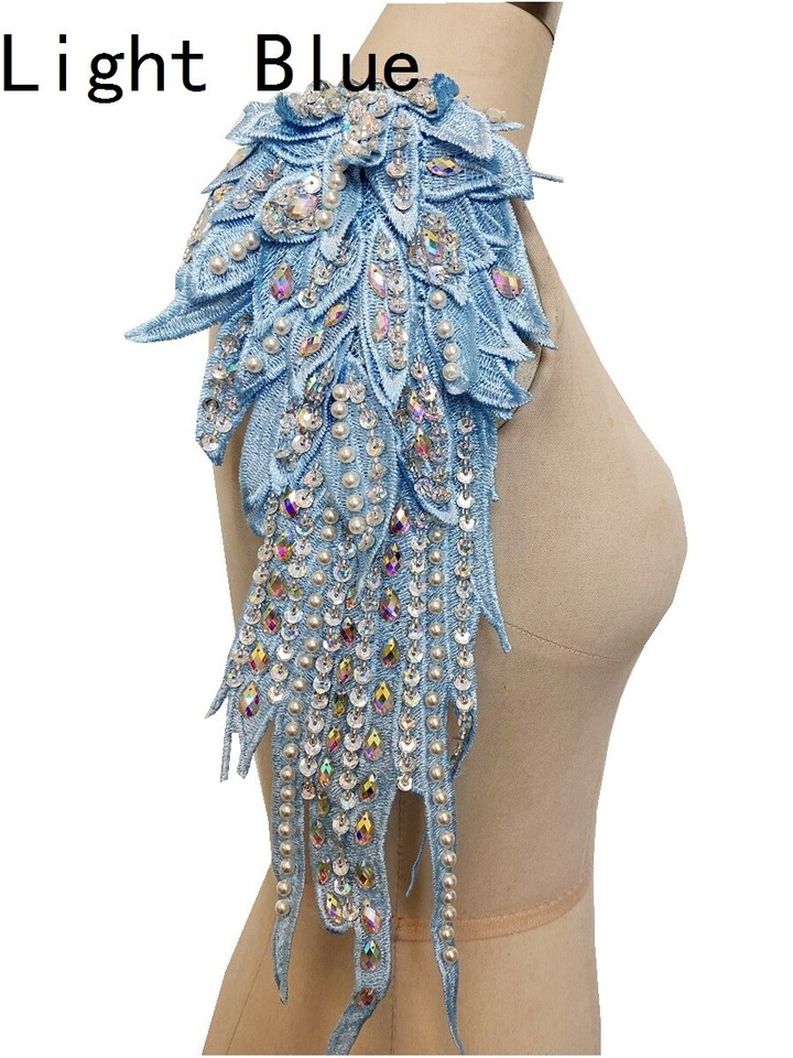 1 Pair 3D Flower Applique Sequin Beaded Embroidery Lace Trim Patch DIY ...