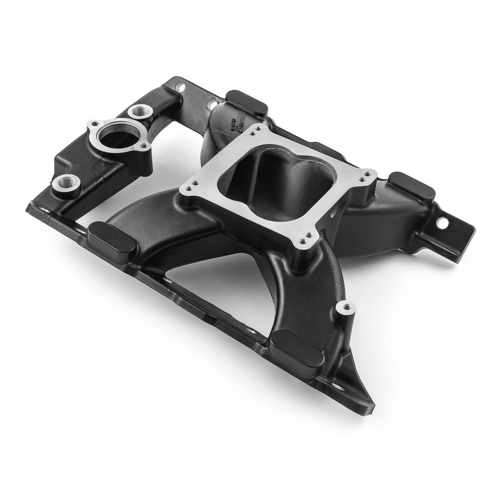 1959-81 PONTIAC MID-RISE BLACK ALUMINUM 4V INTAKE MANIFOLD 326 350 400 ...