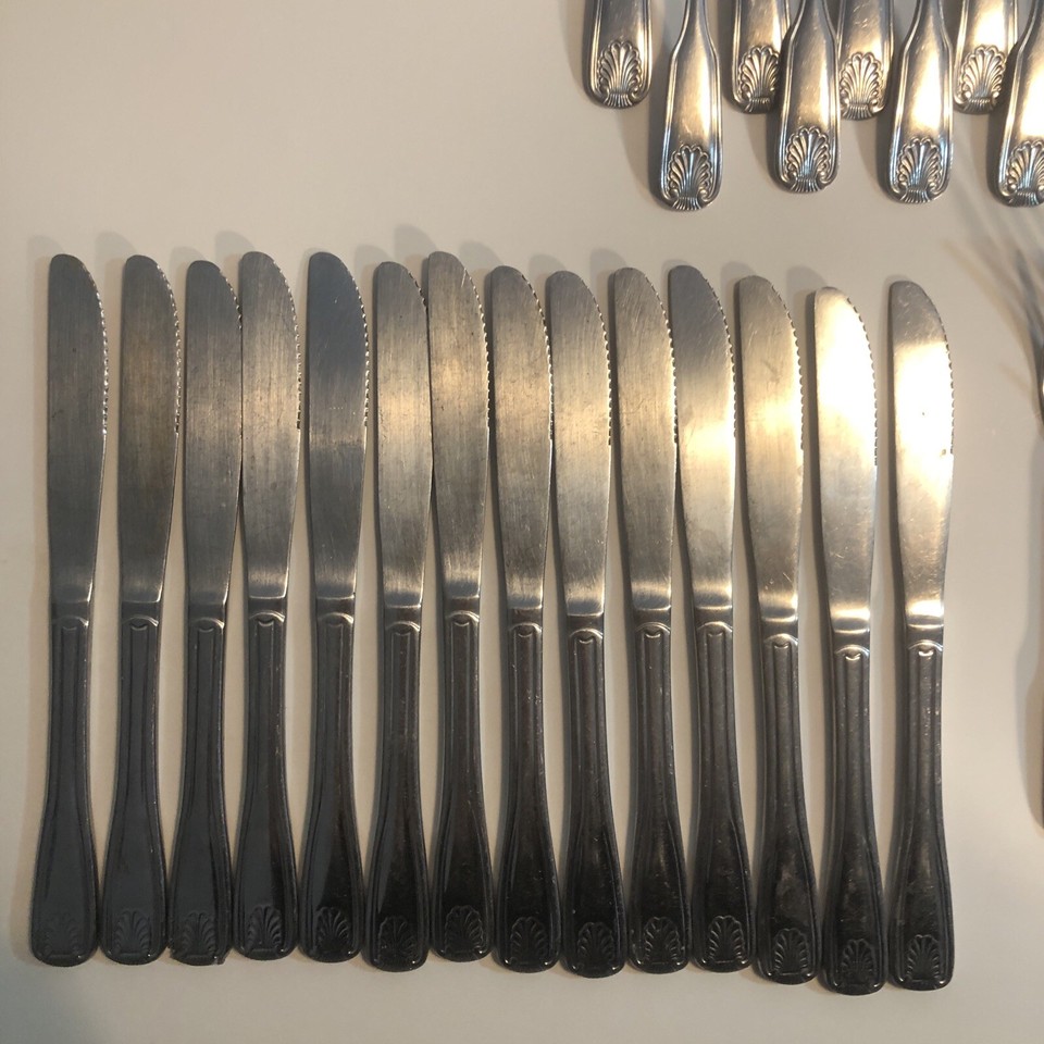 Update Stainless Shelley Shell pattern 51 Pc Set Dinner Forks Spoons ...