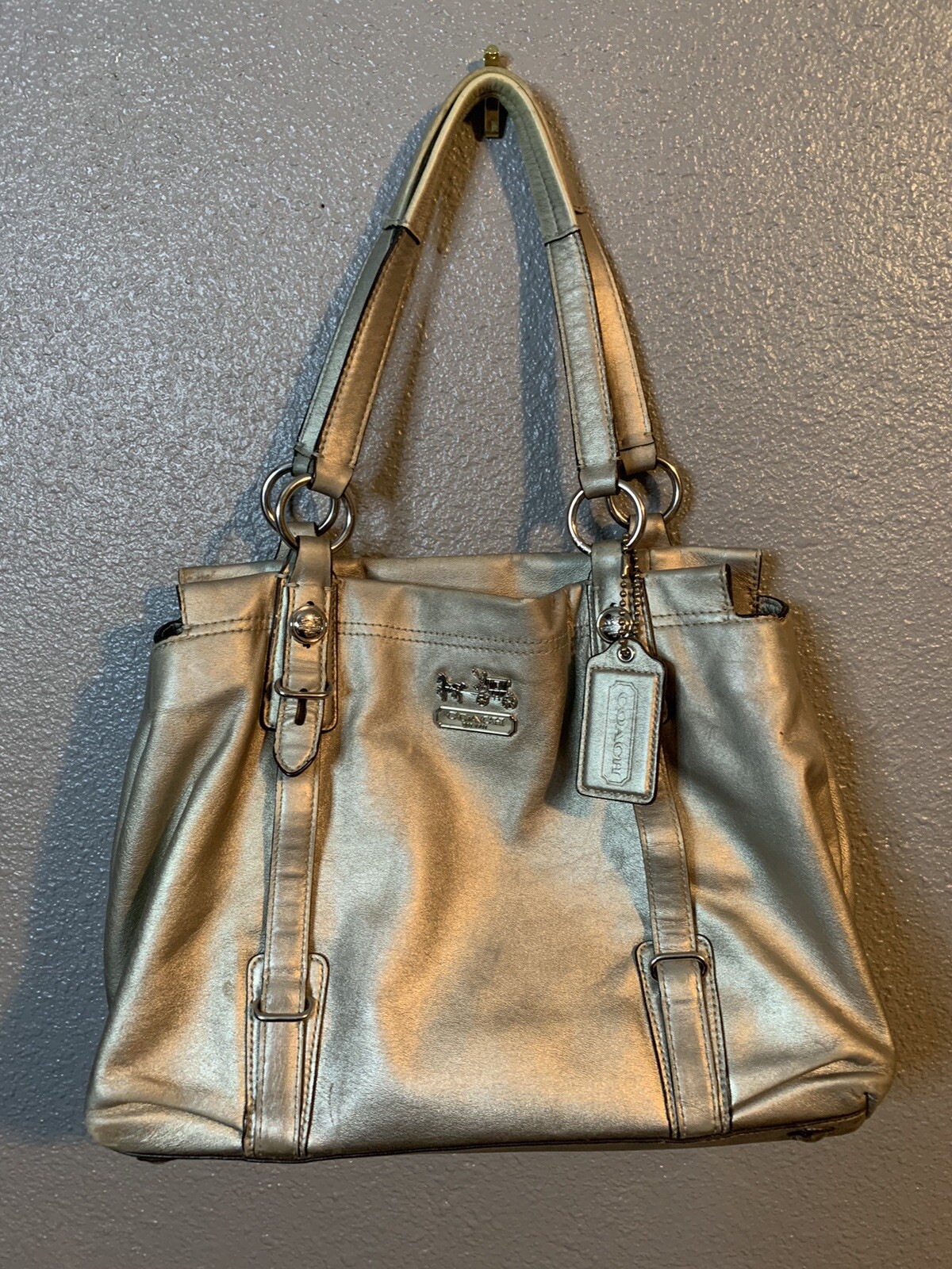 Coach Silver Mia Leather Carry All Handbag H1073-154… - Gem