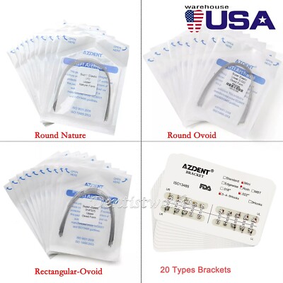 AZDENT Dental Ortho Braces Brackets Mini Roth MBT /Niti Super Elastic ...